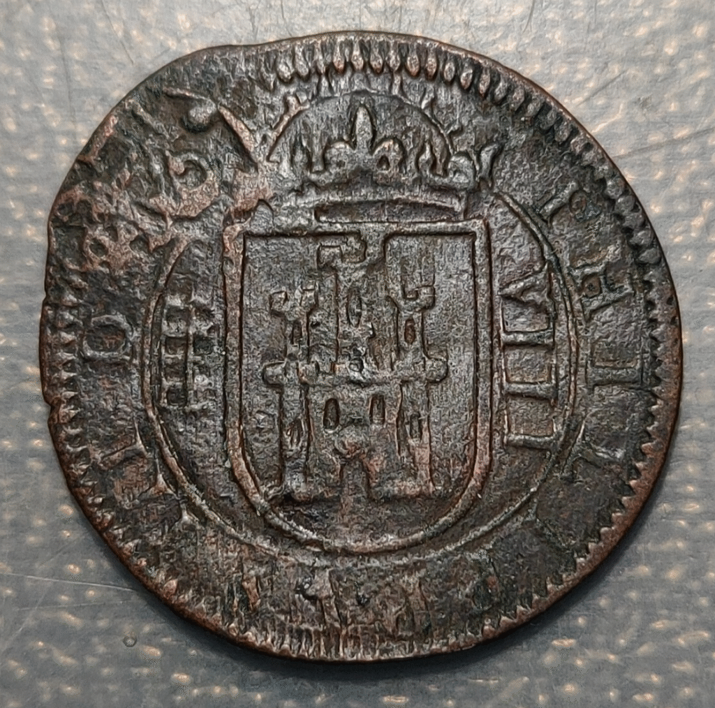 ESPAÑA FELIPE III VIII MARAVEDIS 1607 SEGOVIA CON RESELLO POCO VISIBLE ...